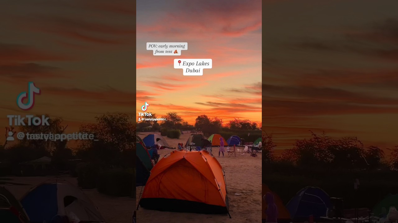 😍Overnight Camping ⛺️ @ Expo Lake Dubai #sunrise #camping #shorts
