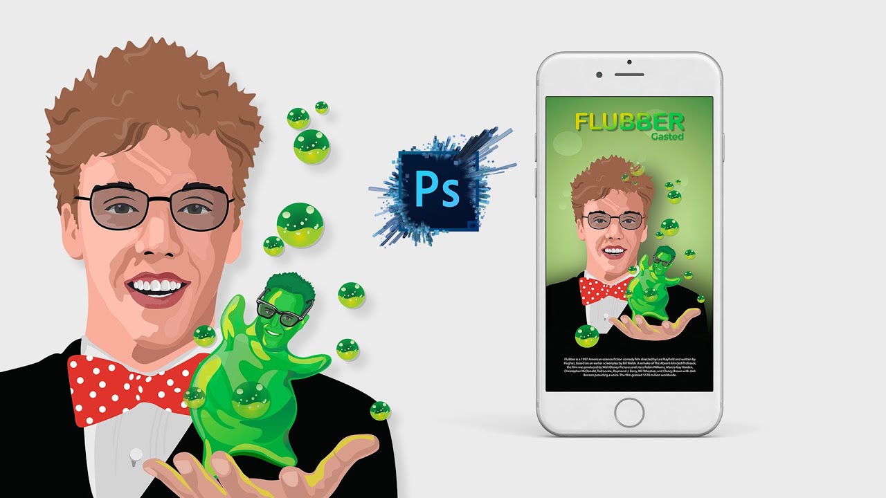 Flubber Movie Poster Style - Vector Portrait | Adobe Photoshop - Illustrator | Time Lapse