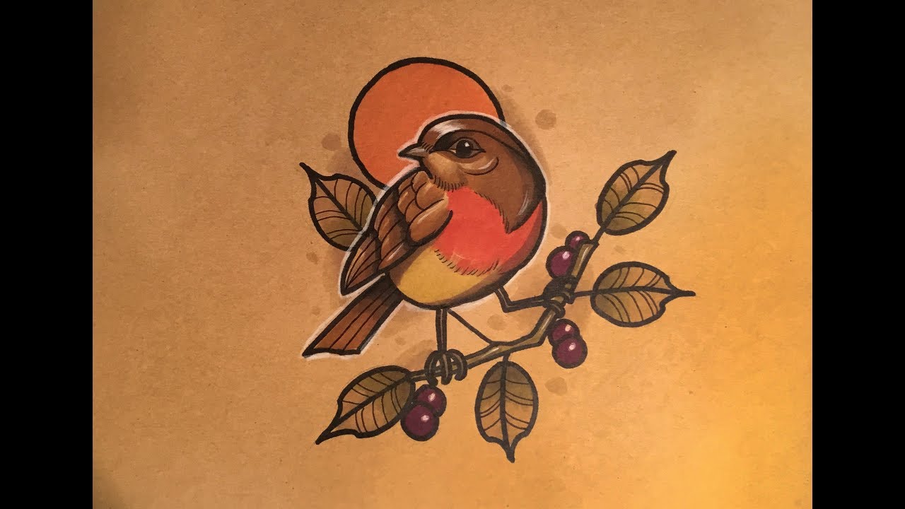 How to Draw a Bird Tattoo Style