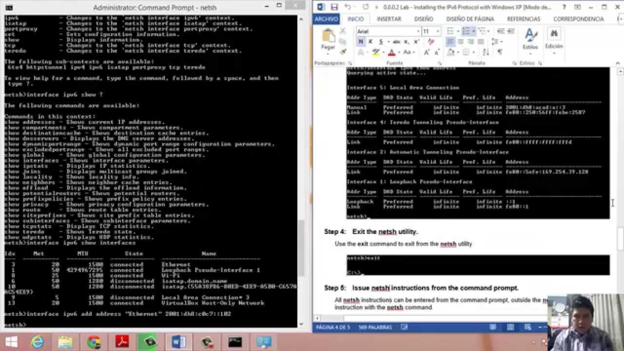 0.0.0.2 Lab - Installing the IPv6 Protocol with Windows XP (Windows 8.1)