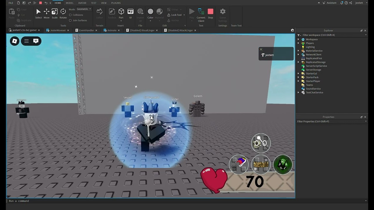 Jester's Attack Animations & Hitboxes - ROBLOX Studio