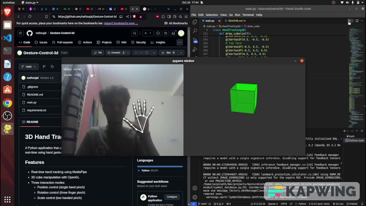 Real-Time 3D Object Manipulation Using Hand Gestures | Interactive System Demo