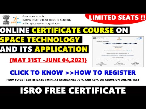 ISRO Launches Online Certificate Course on Space Technology &its Application | ISRO Free Certificate