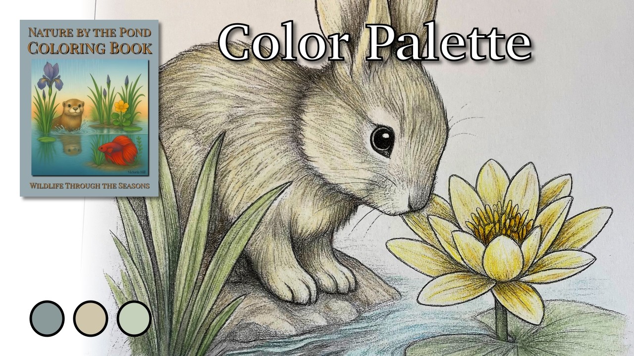 Curiosity among Water Lilies | Early Spring Coloring | Nature by the Pond Coloring Book | Page 23