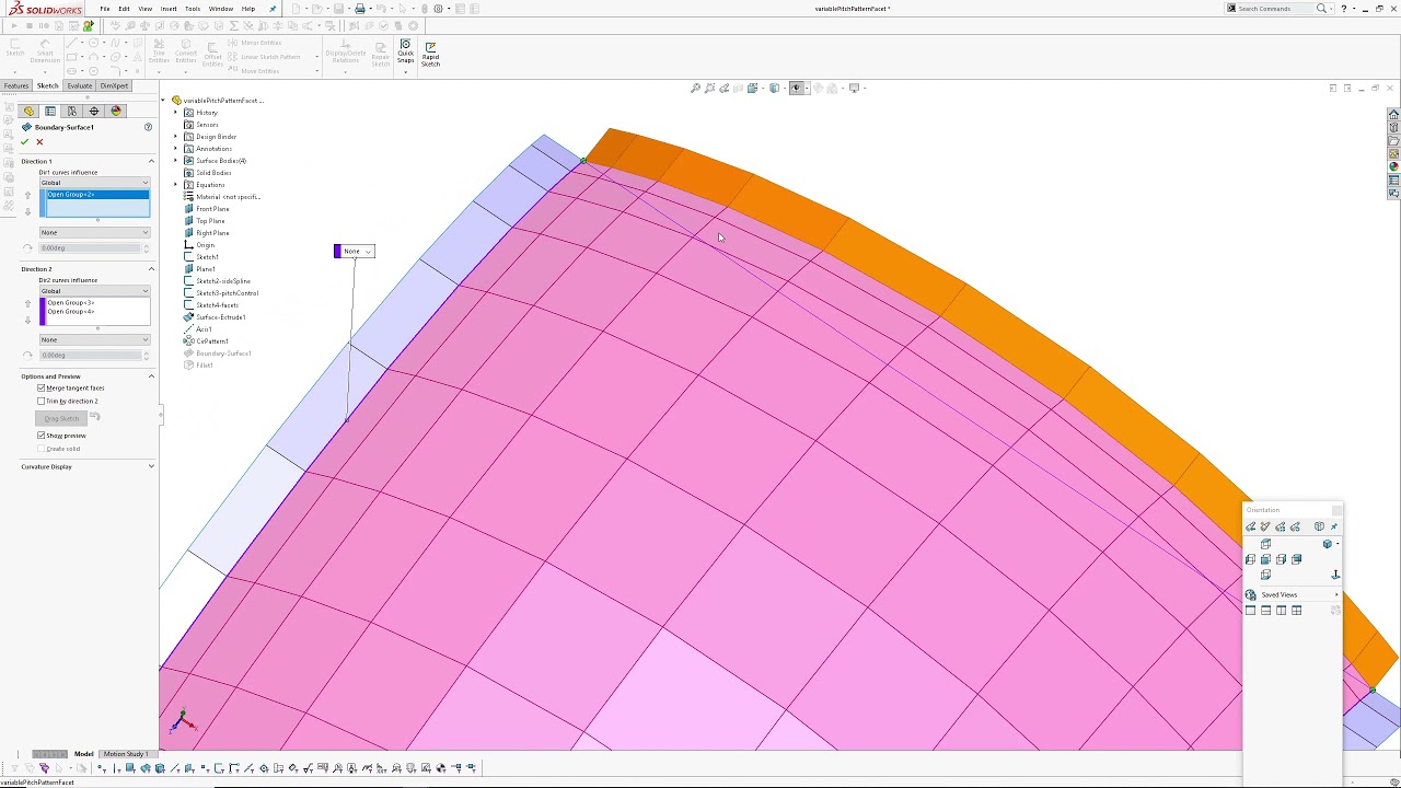 Solidworks: Variable pitch pattern along a curve