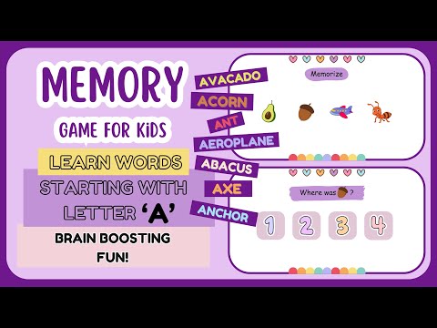 Memory Game for Kids | Learn Words Starting with 'A' | Brain Boosting Fun!