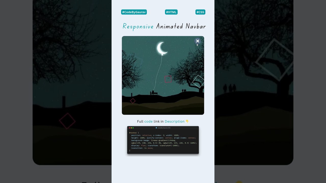 📱 Responsive Navbar Using Only HTML & CSS #webdevelopment #coding #htmlcss