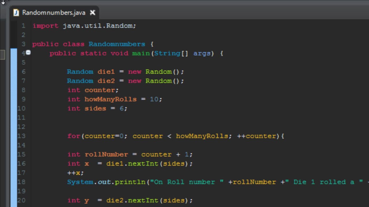 Beginner Java Tutorial - Random Number Generator - Part 4 (Dice Roll Program)