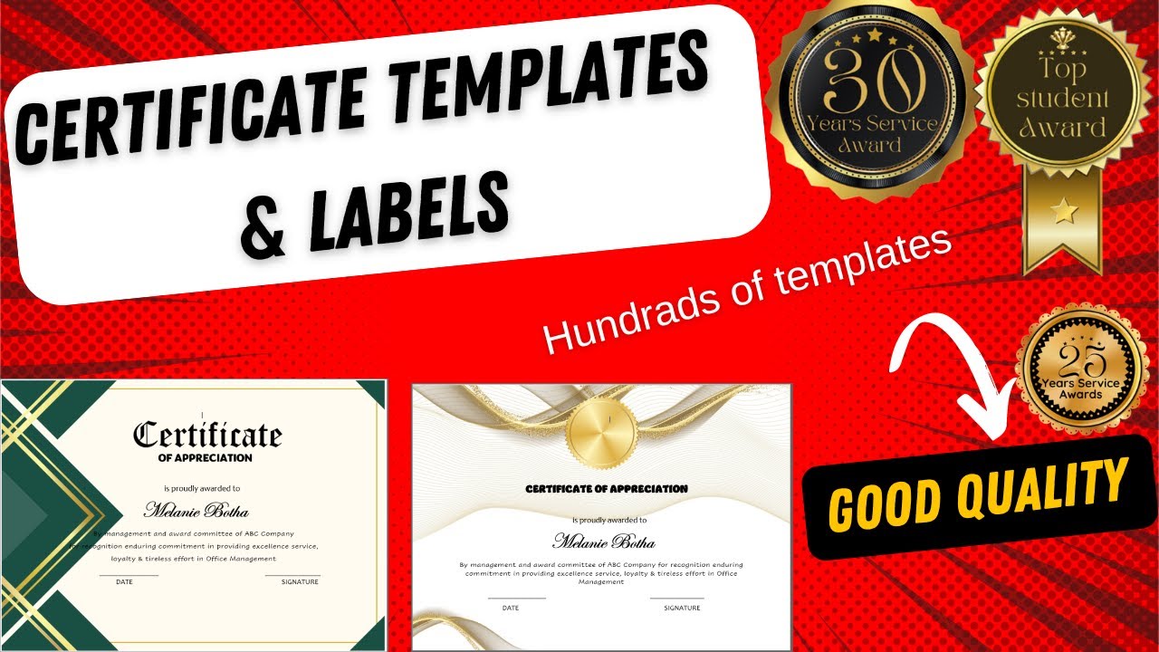 Certificate template easy customize in Ms Word
