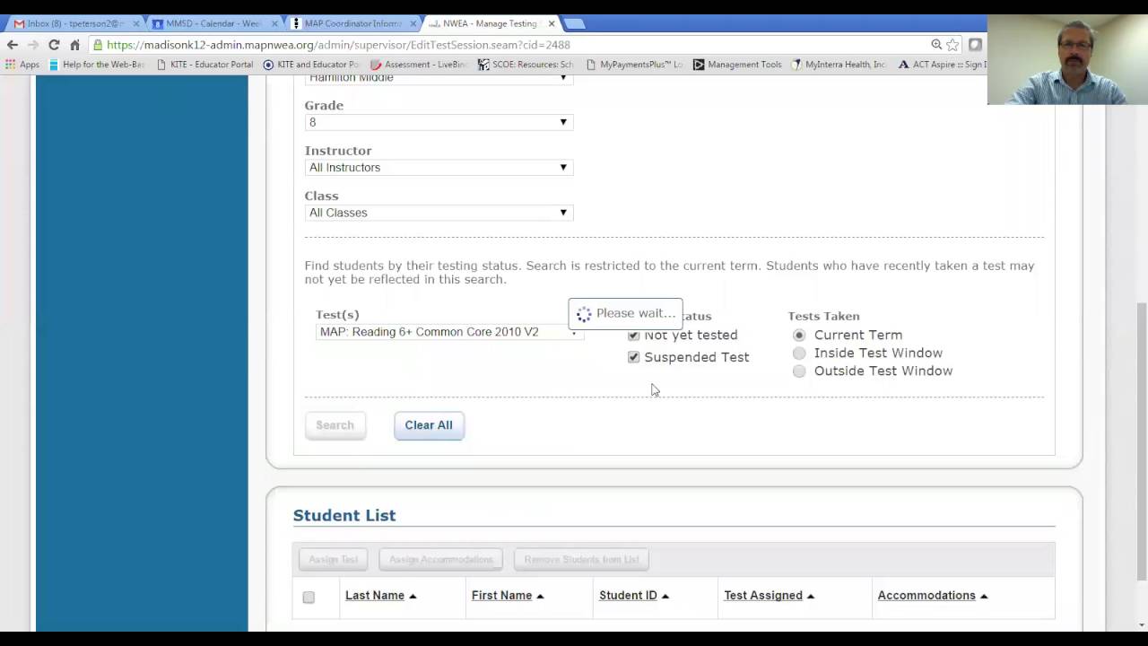 How to find students to complete MAP testing