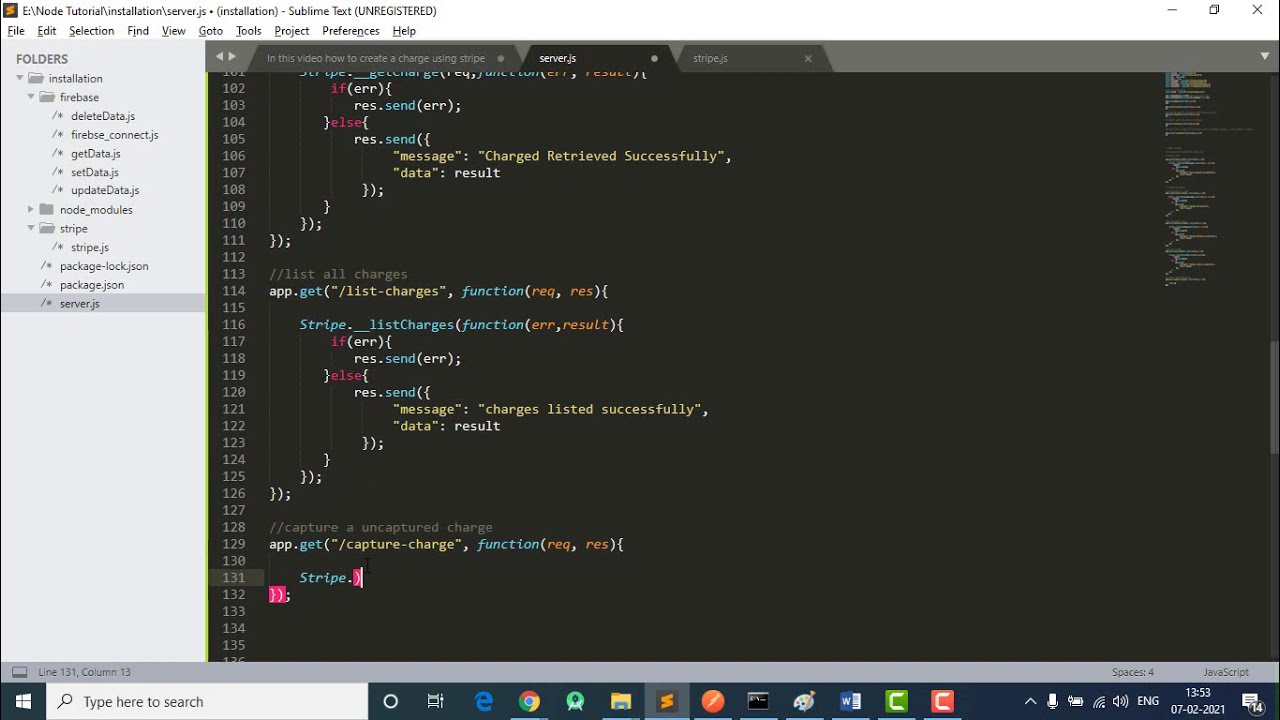 How to capture a charge in stripe using Node js