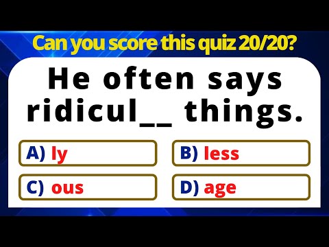 SUFFIX QUIZ | LETTER OR LETTERS ADDED AT THE END OF SOME WORDS TO CREATE NEW WORDS
