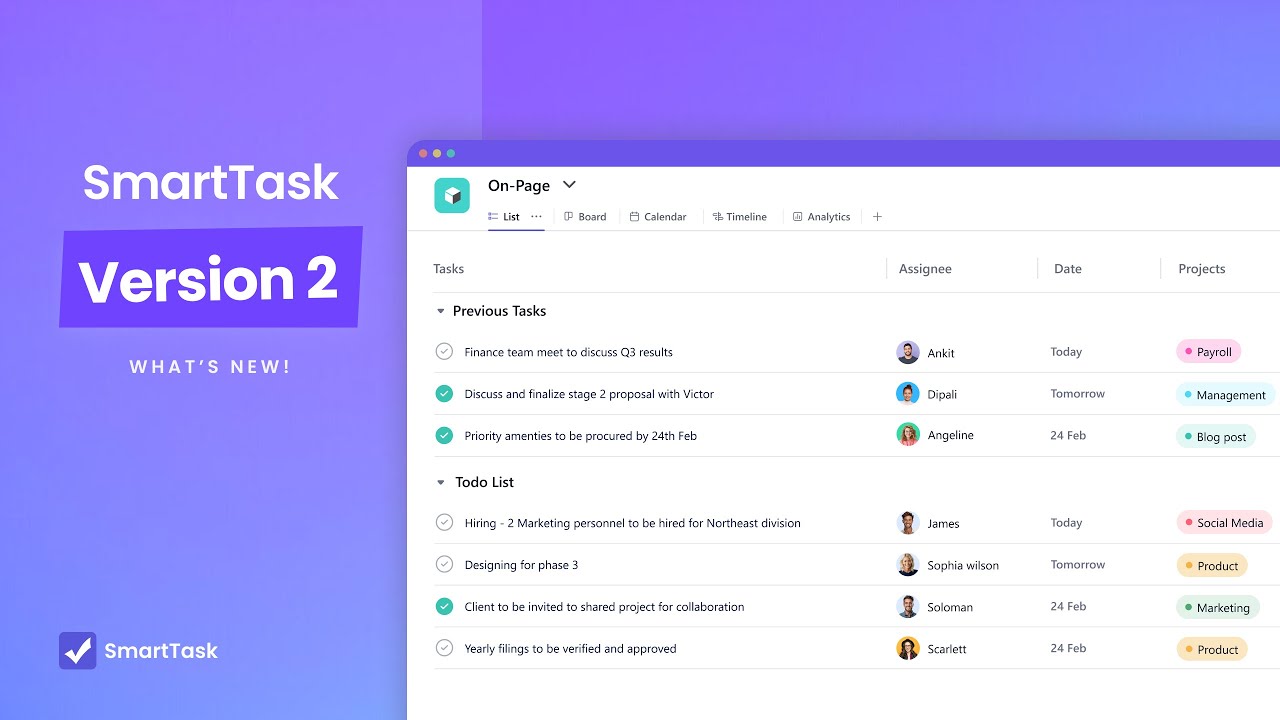 SmartTask Version 2 - What's New?