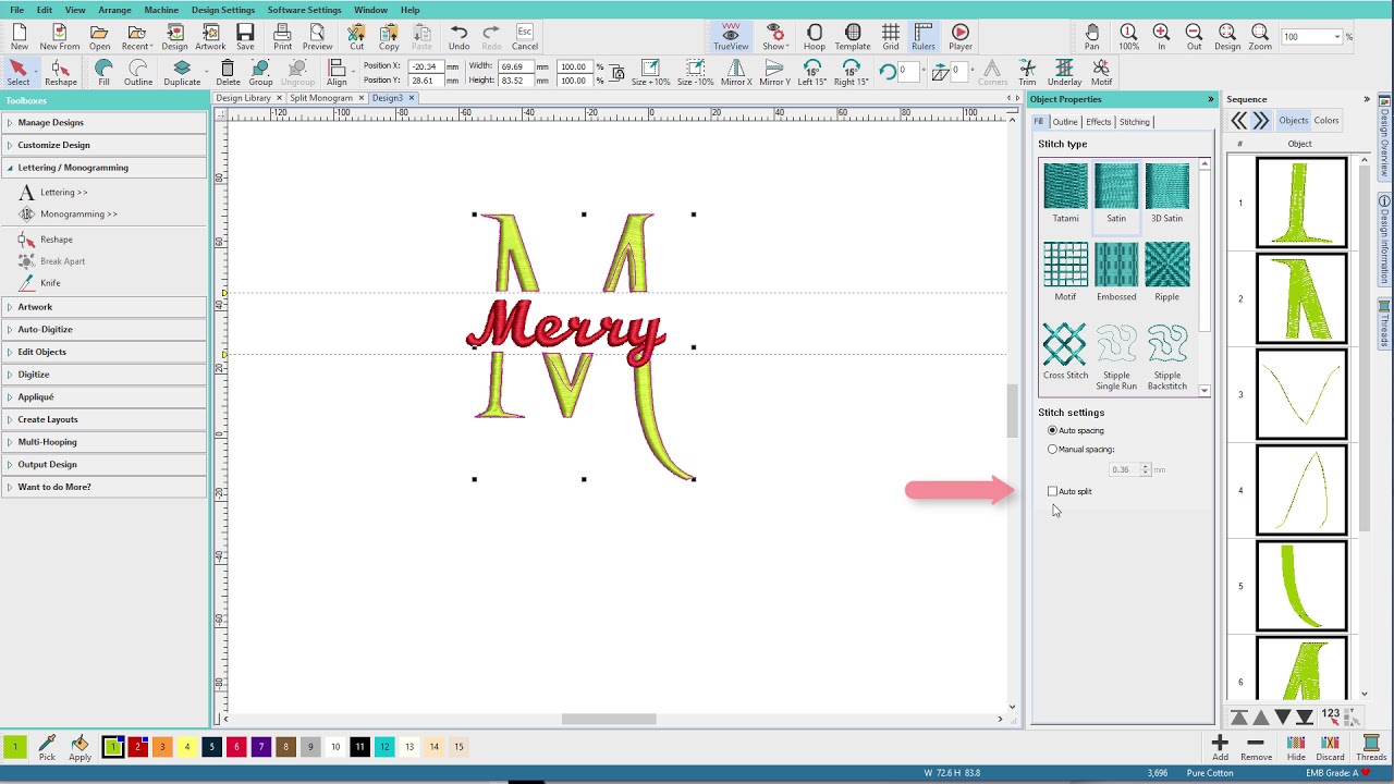 Wilcom Hatch: How to Create a Split Letter Monogram