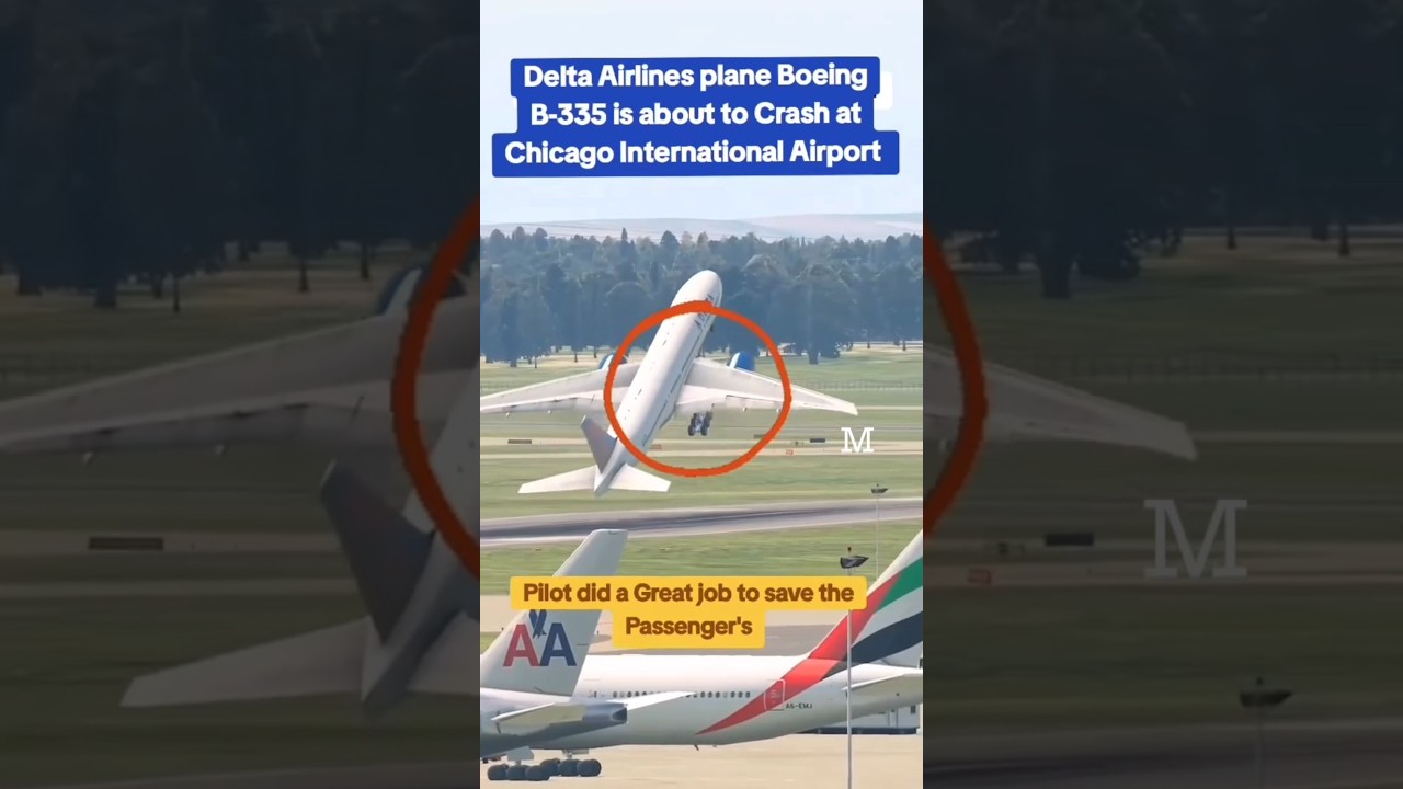 Delta Airlines Airplane Boeing B-335 is about to Crash at Chicago International Airport Takeoff