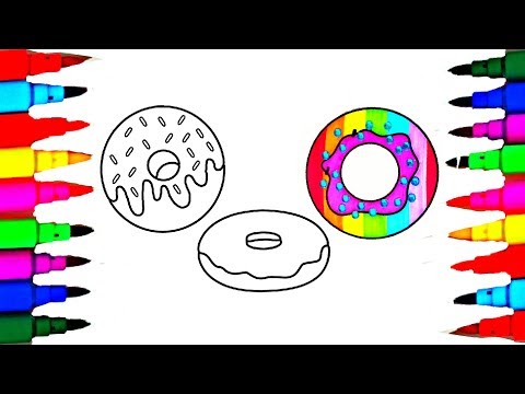 How to Draw Rainbow Donut l Coloring Pages Videos for Kids l Art ...