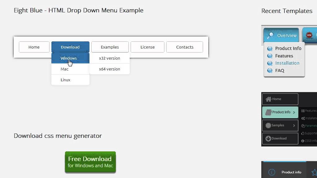 Pure CSS Menu generator - No Javascript is required