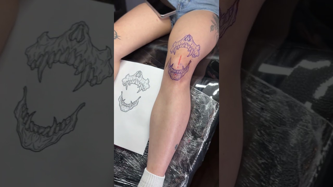 Knee Tattoo stencil  #tattoo #tattedup #tattoomachines
