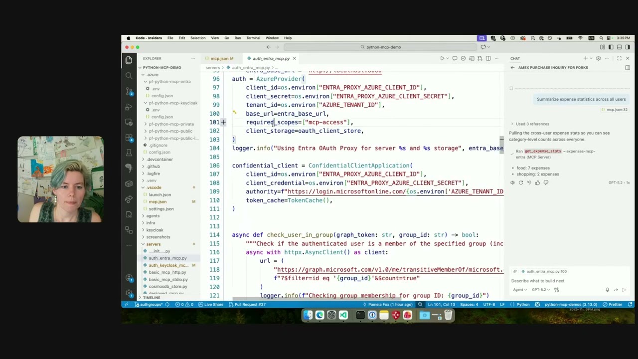 Demo: FastMCP server with Entra Auth, used in GitHUb Copilot for VS Code