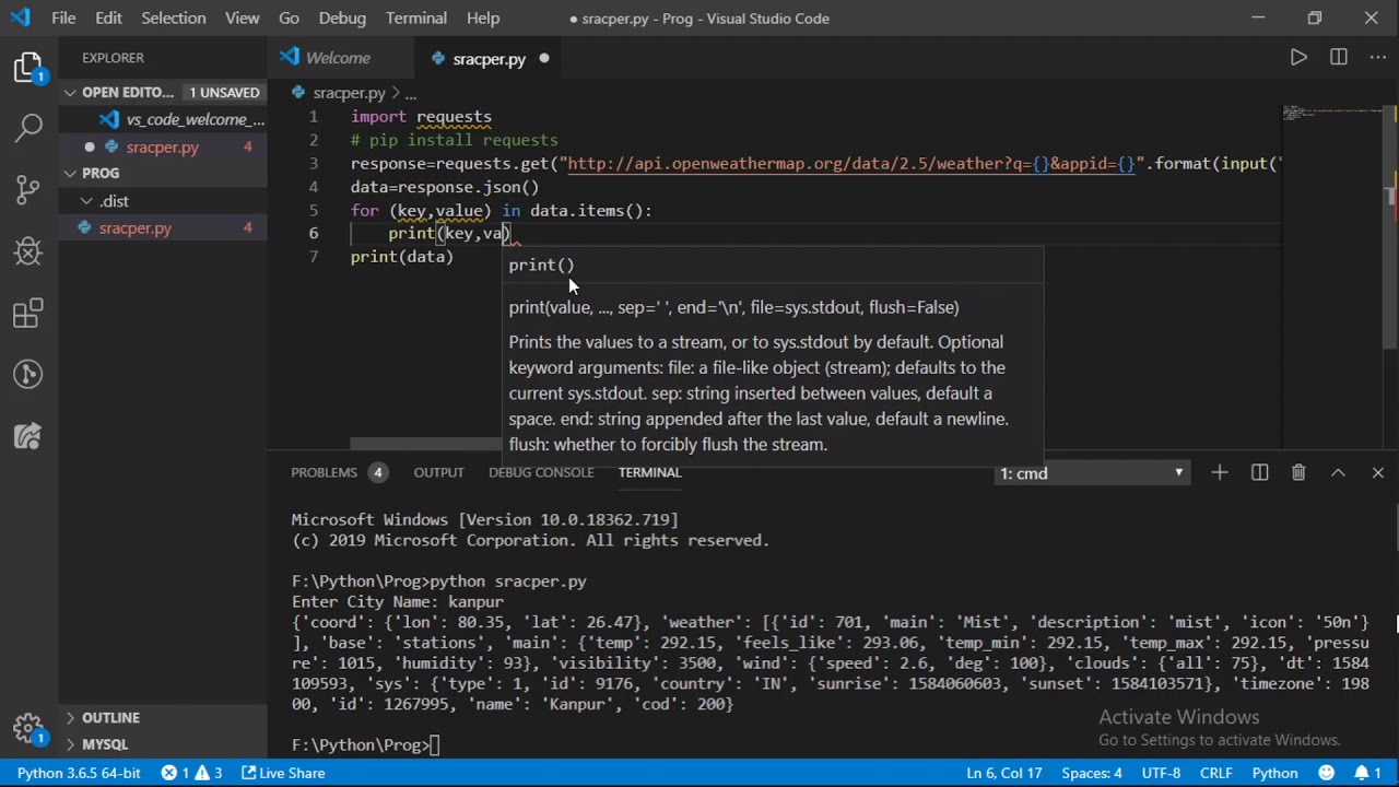Creating Weather Bot in Python with Requests module with Github Source code link