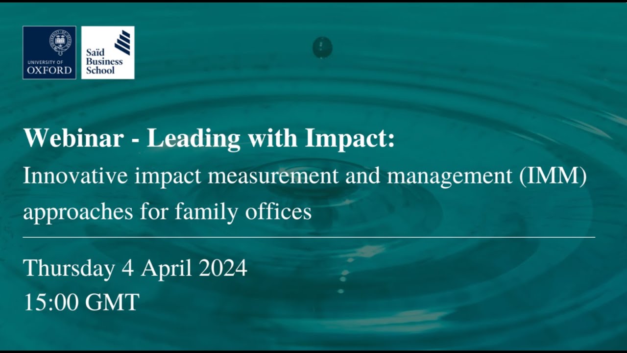 Webinar: Leading with Impact - Innovative impact measurement approaches for family offices