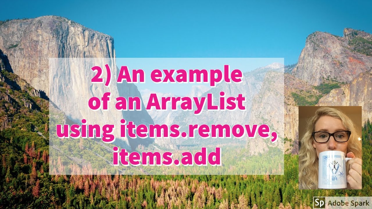 2) An example of a Java ArrayList using items.remove, items.add | Java with Ali