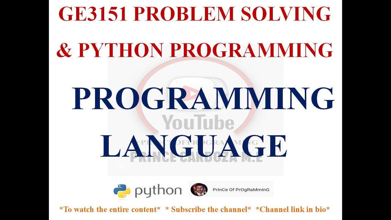 PROGRAMMING LANGUAGES | GE3151 PROBLEM SOLVING AND PYTHON PROGRAMMING NOTES #pspp