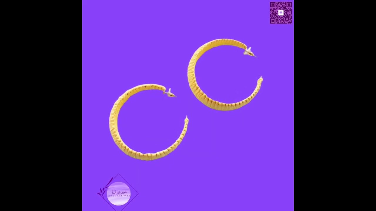 Yellow Raffia Wrapped Hoop Earrings