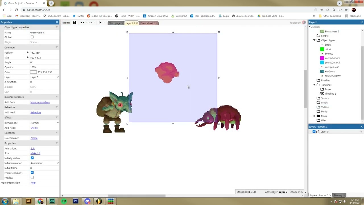 CONSTRUCT TUTORIAL 10: ENEMY 1 DEFEAT