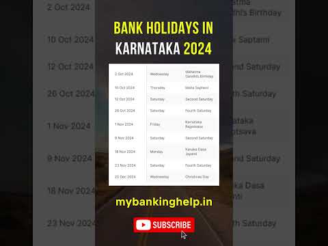 Karnataka Bank Holidays in 2024 (OCT, NOV, DEC) #shorts #bankholidays