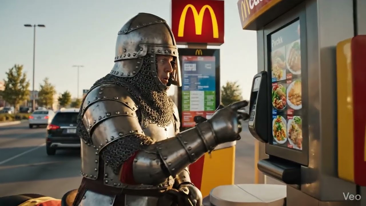 Medieval Knight At Drive Thru