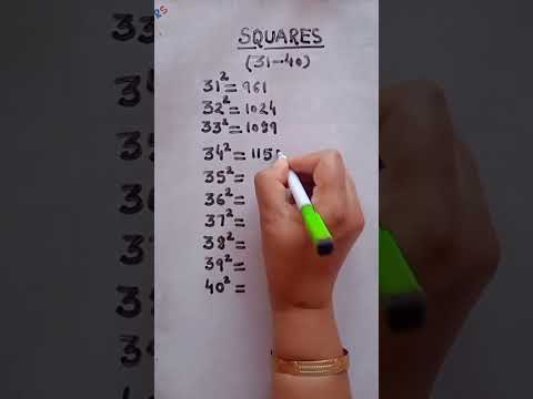 SQUARES (31-40) #maths #viral #like #subscribe