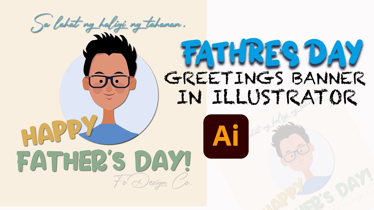 FATHERS DAY BANNER GREETINGS IN ILLUSTRATOR