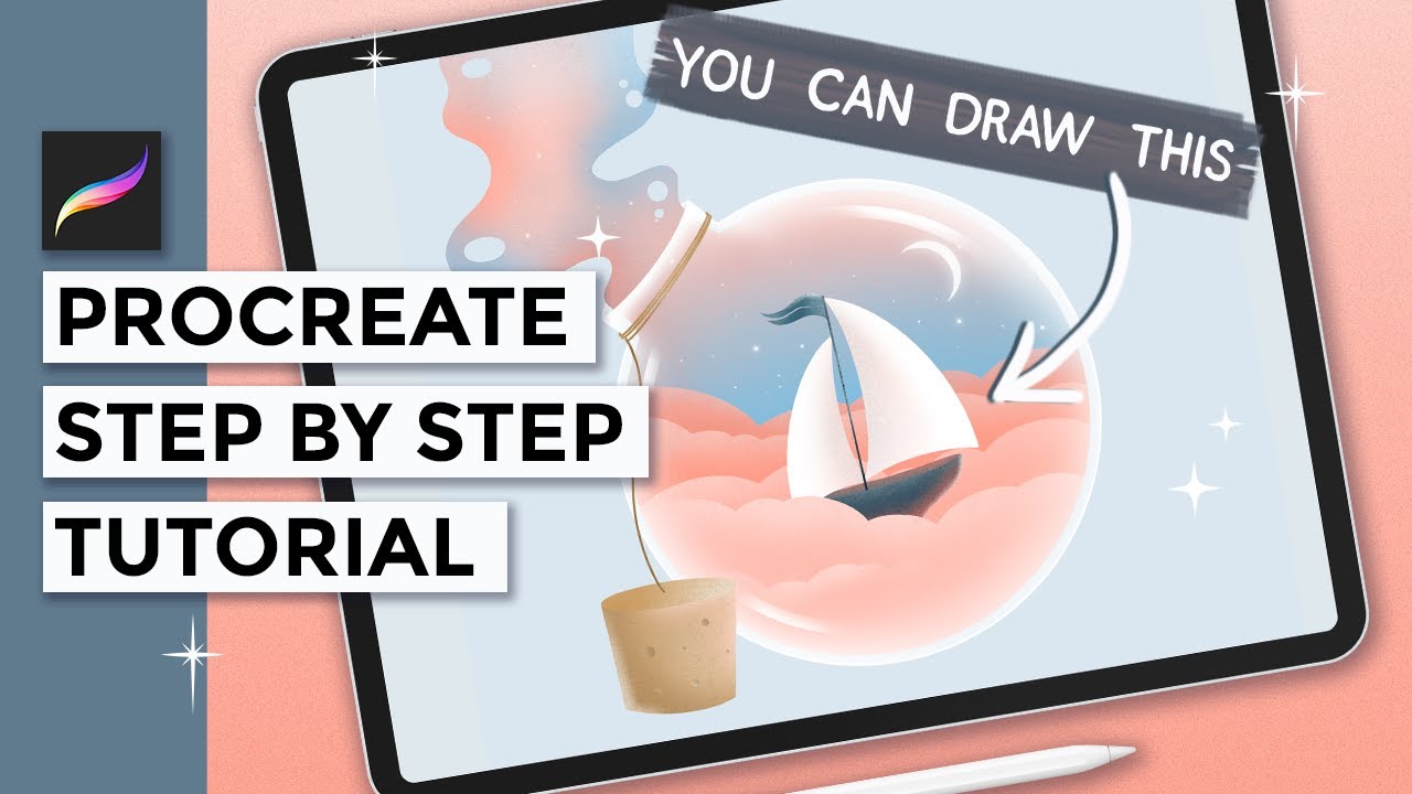 Step by Step Procreate Tutorial | Pastel Dreamy Landscape Drawing on iPad Pro