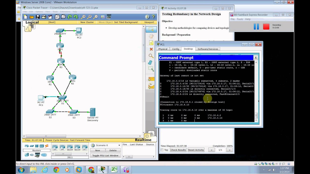 Testing Redundancy in the Network Design 7 2 3