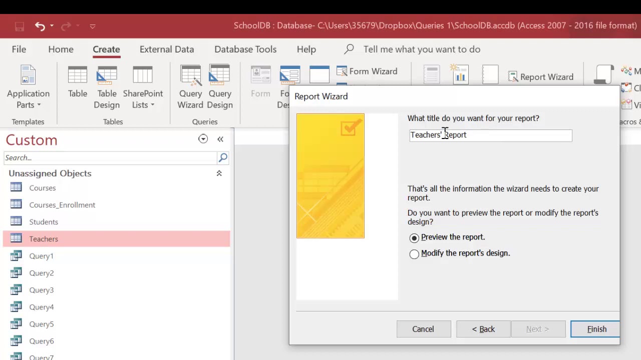 Databases Videos - Report Generation