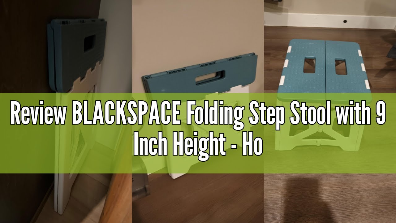 Review BLACKSPACE Folding Step Stool with 9 Inch Height - Holds Up to 300 lbs - Lightweight Plastic