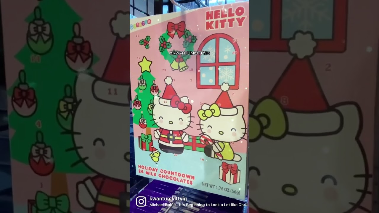 Hello Kitty chocolate advent calendar.  Cute Sanrio holiday countdown calendar.  Made in Canada.