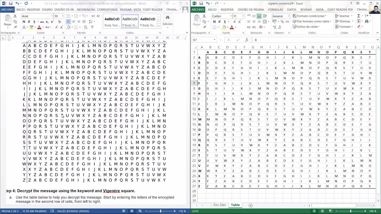 7.5.1.2 Lab - Exploring Encryption Methods - Vigenère Cipher