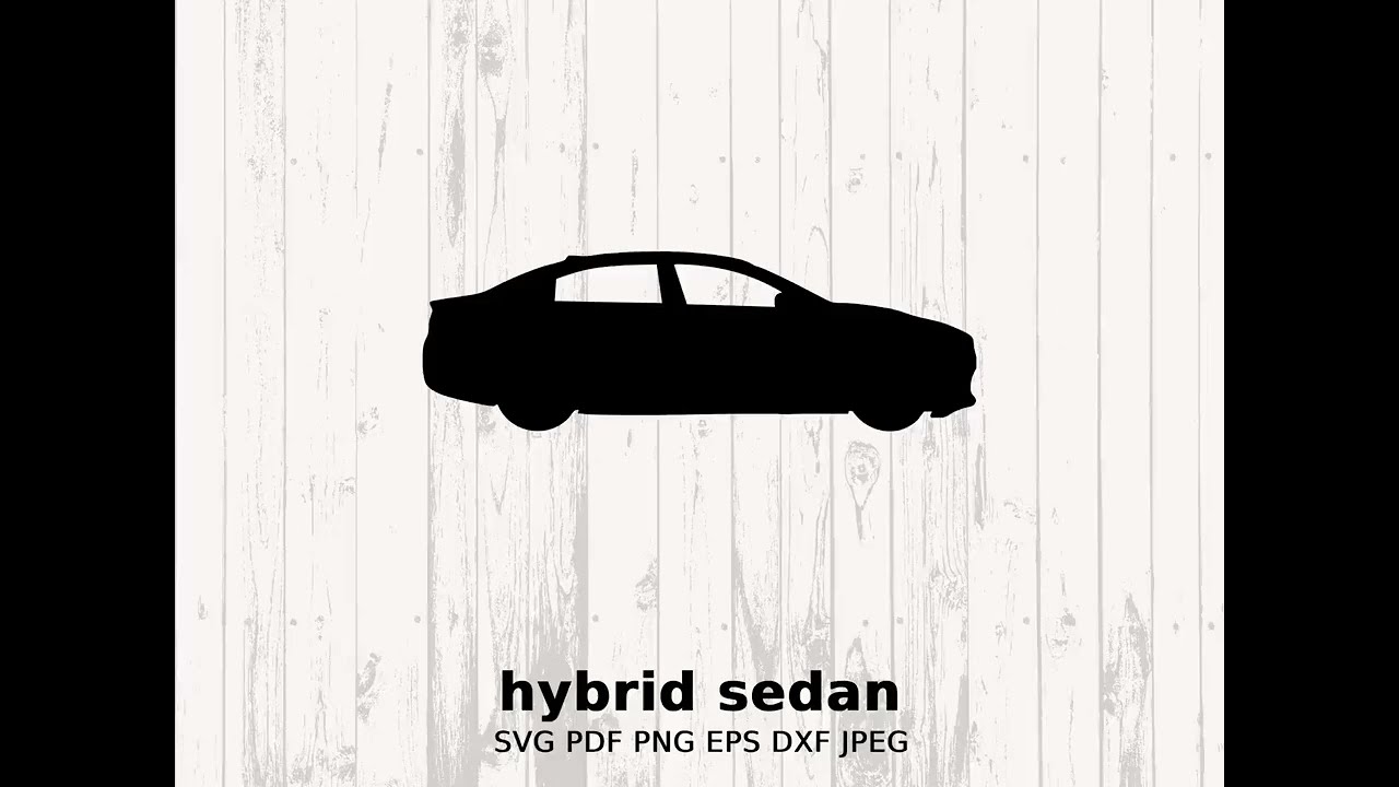 Hybrid Sedan Silhouette SVG, Eco Friendly Car Clipart, Fuel Efficient Vehicle Vector, Green Car Digi