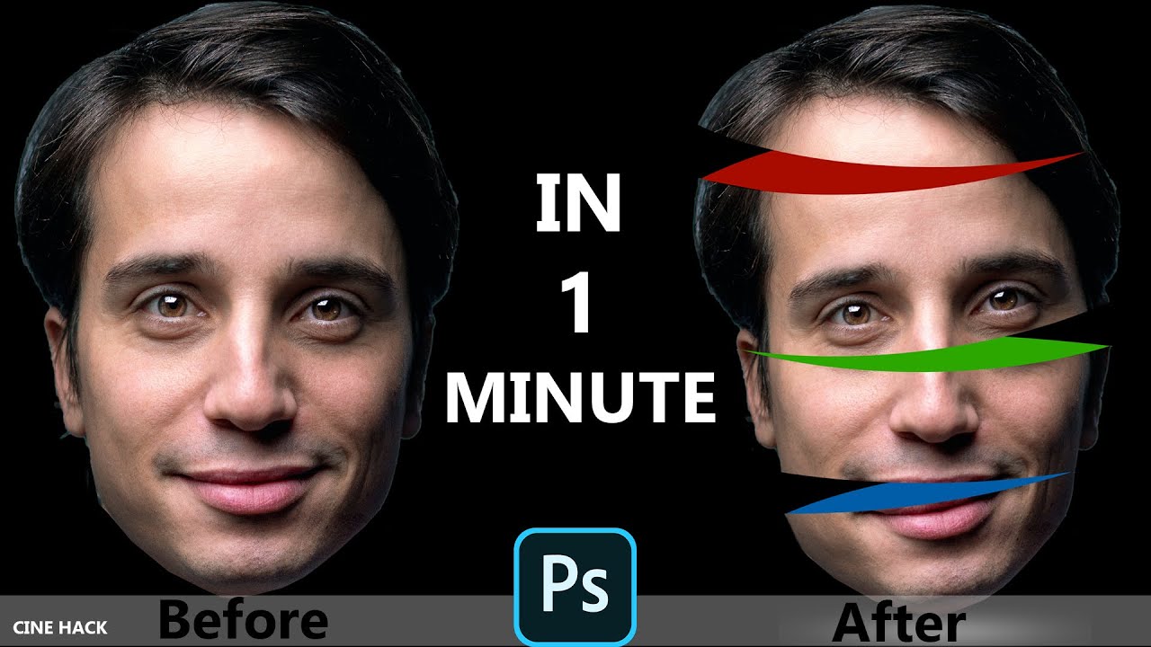 Face slice effect in Photoshop  |  1 minute tutorial.