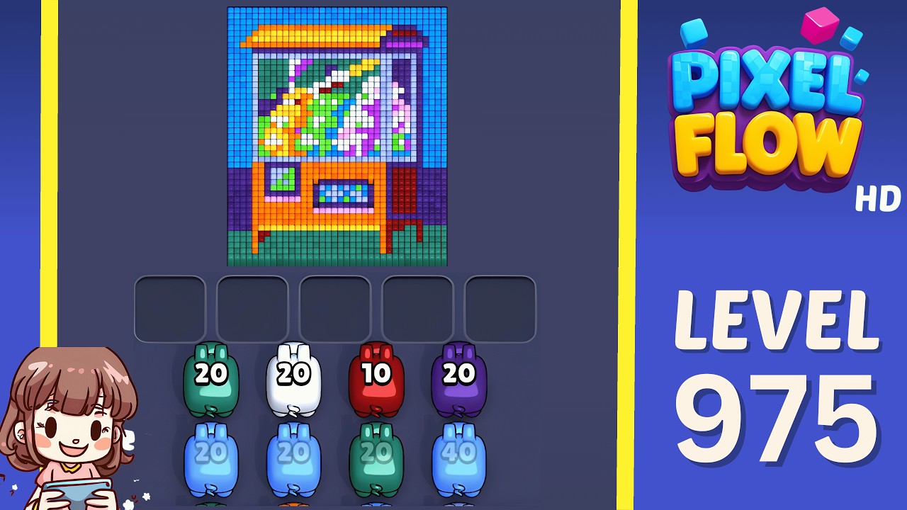 Pixel Flow Level 975 Solution Walkthrough