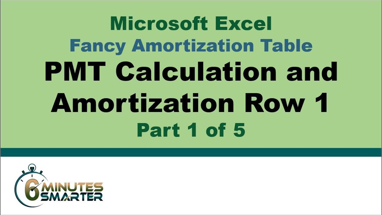 Amortization Table in Excel (Part 1 of 5) - PMT Calculation and Amortization Row 1