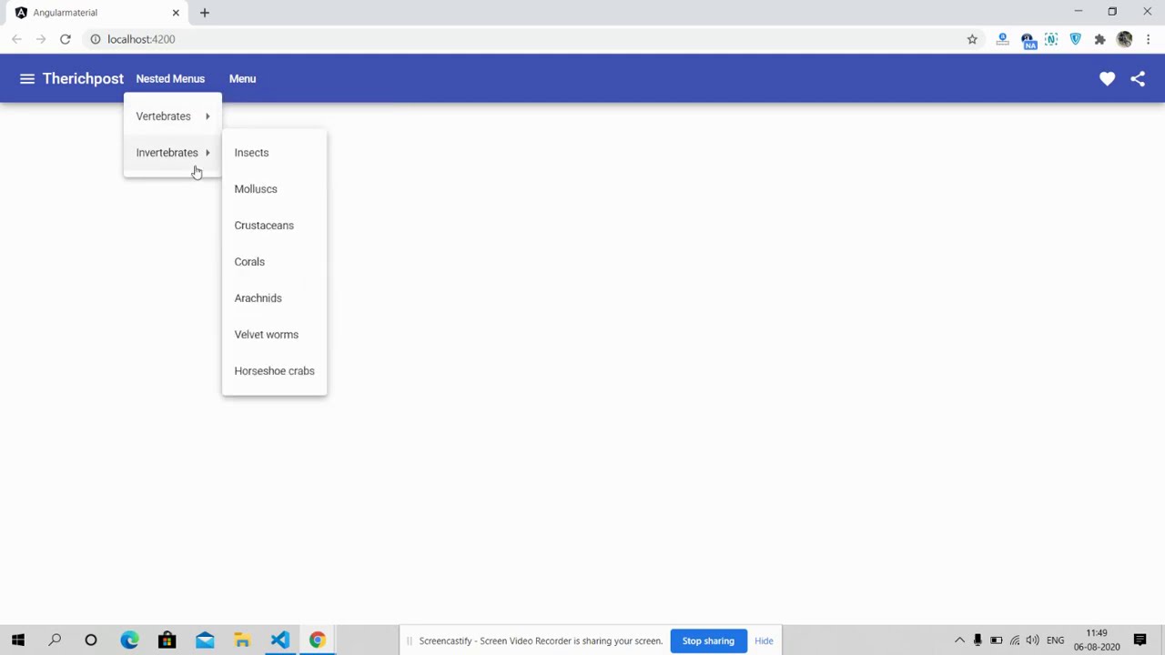 Angular Material Nested Menu Working Example