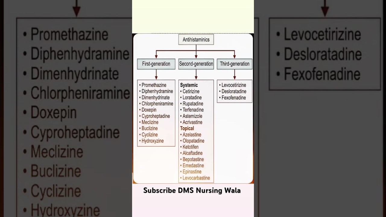 Types and generation of Antihistamine drugs