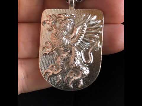 Griffin Coat of Arms Knight Pendant. Shapeways 3d printed jewelry.