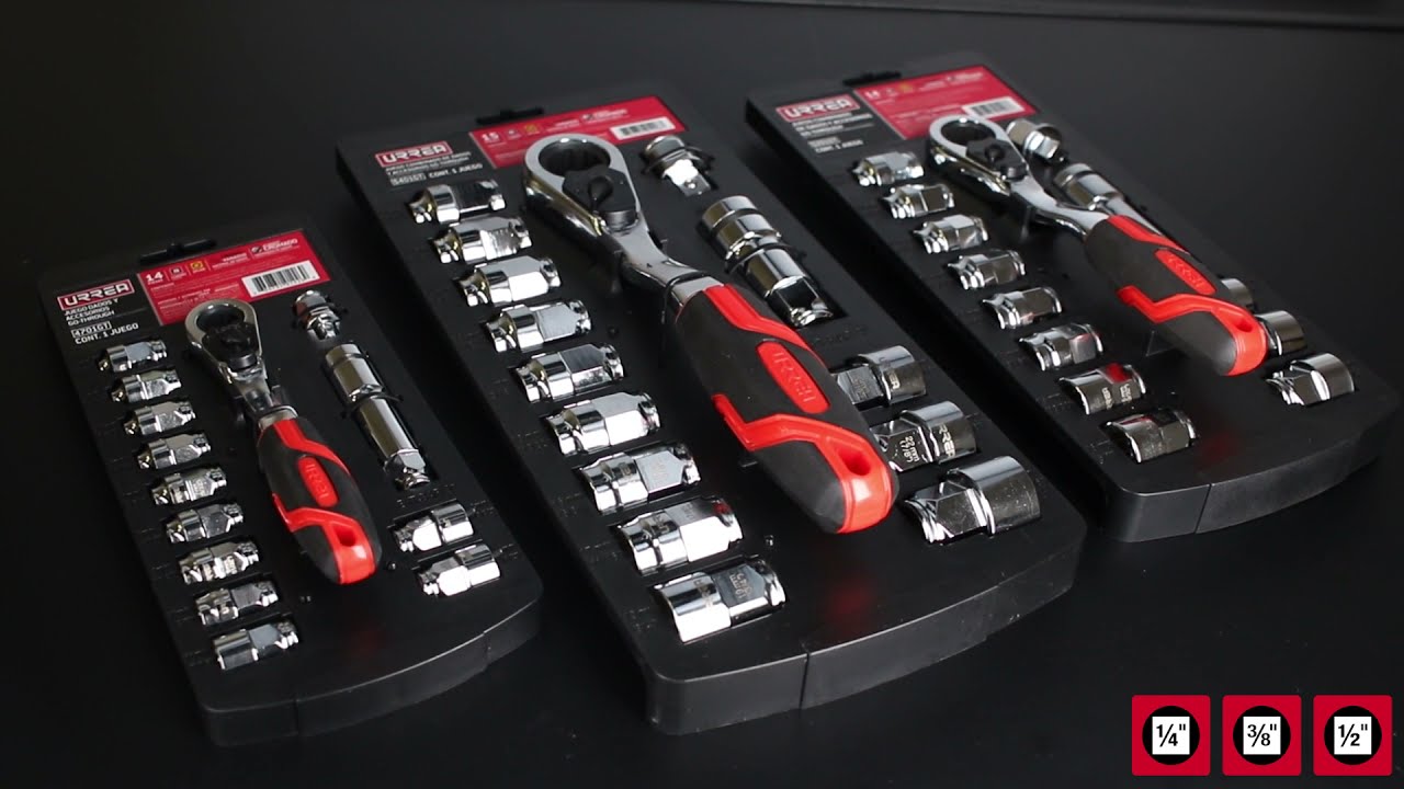 URREA GO-THROUGH SOCKET SET AND ACCESSORIES.