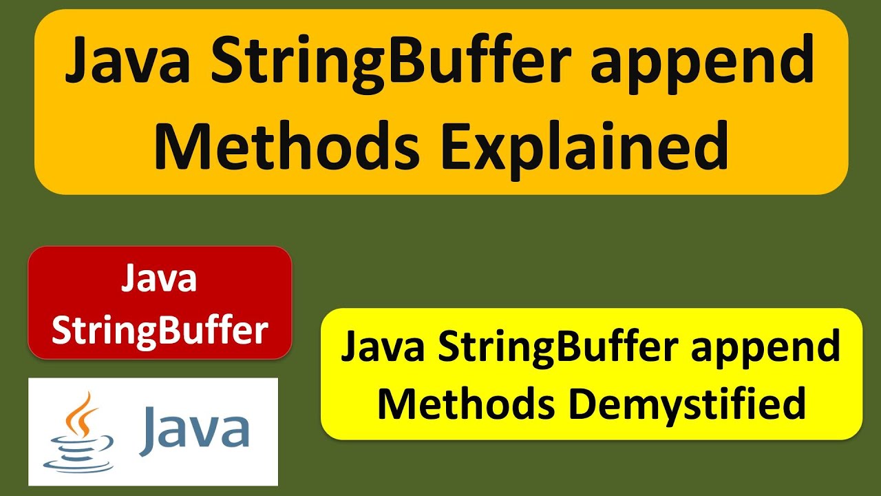 Java StringBuffer append Methods Explained | Java Tutorial