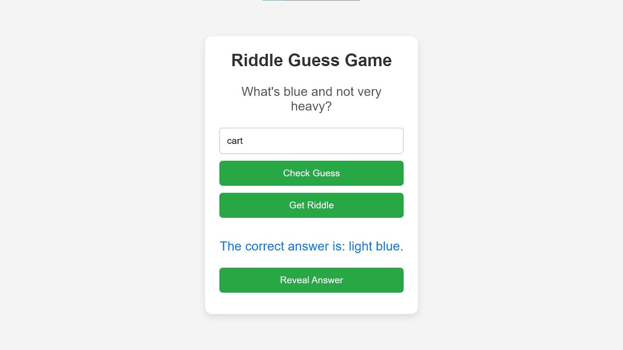 Riddle Guess Game Using HTML, CSS and JavaScript with Source Code