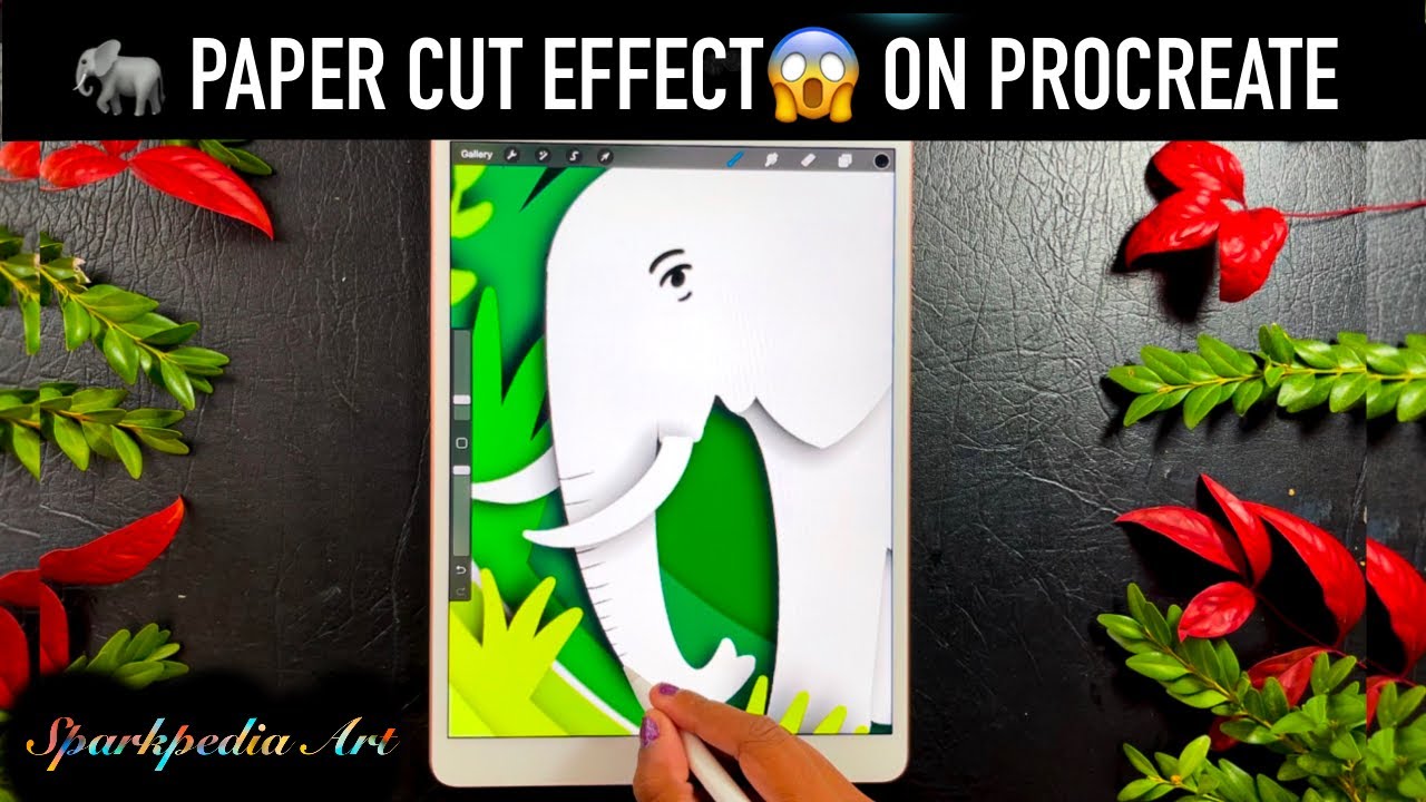Elephant 🐘Cut Paper Effect😍 on ✏️Procreate Art Tutorial 🤨- Follow the Steps Along !!😎